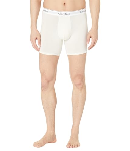 Calvin Klein Men's Modern Cotton Stretch 3-Pack Boxer Brief, Black, Palace Blue, Vanilla ICE, Medium
