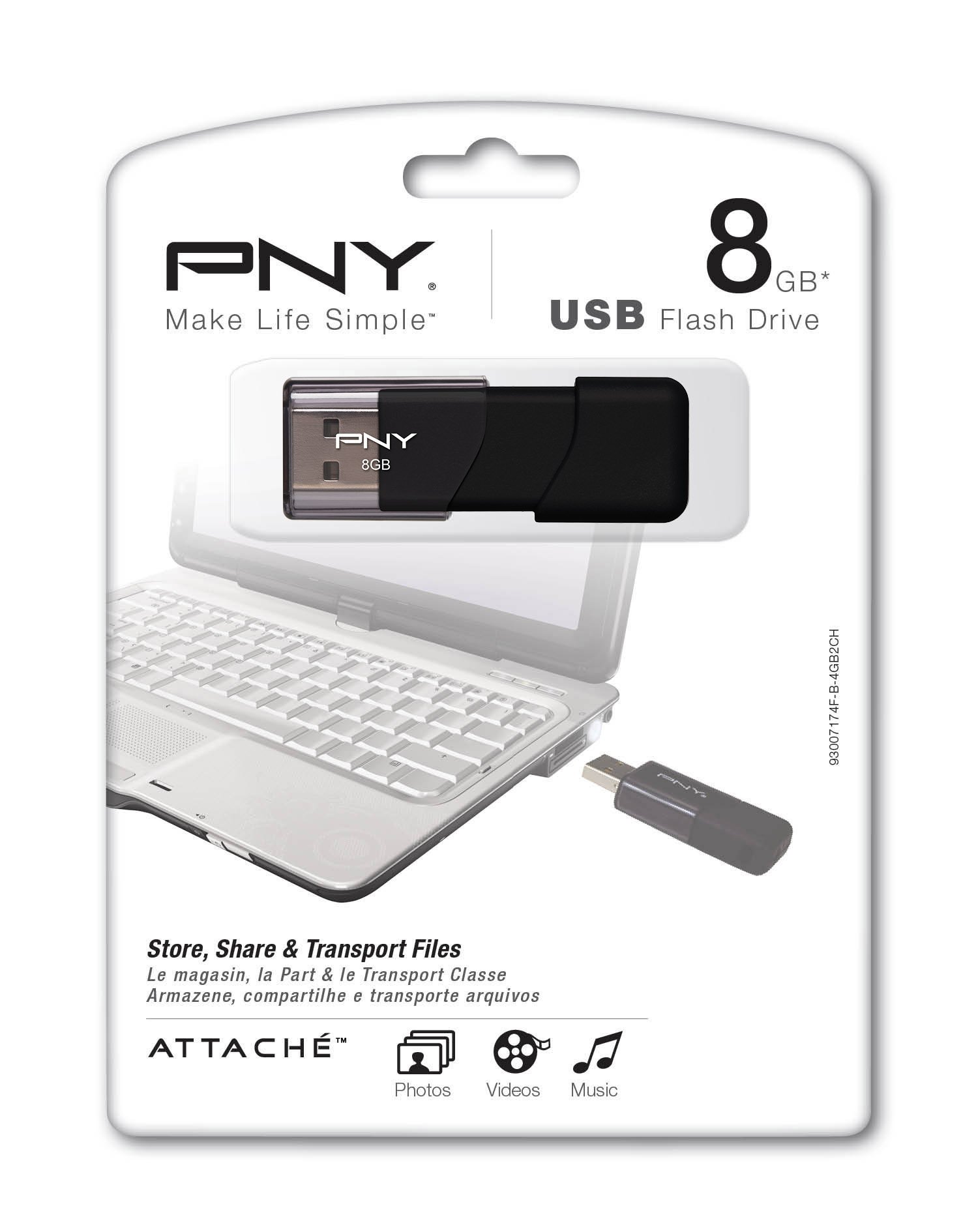 PNY Attache 8GB USB 2.0 Flash Drive - P-FD8GBATT03-GE