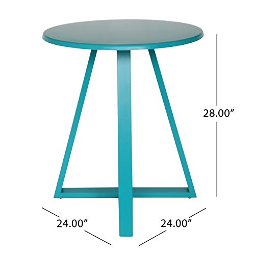 Christopher Knight Home Kate Outdoor Iron Bistro Set, Matte Teal