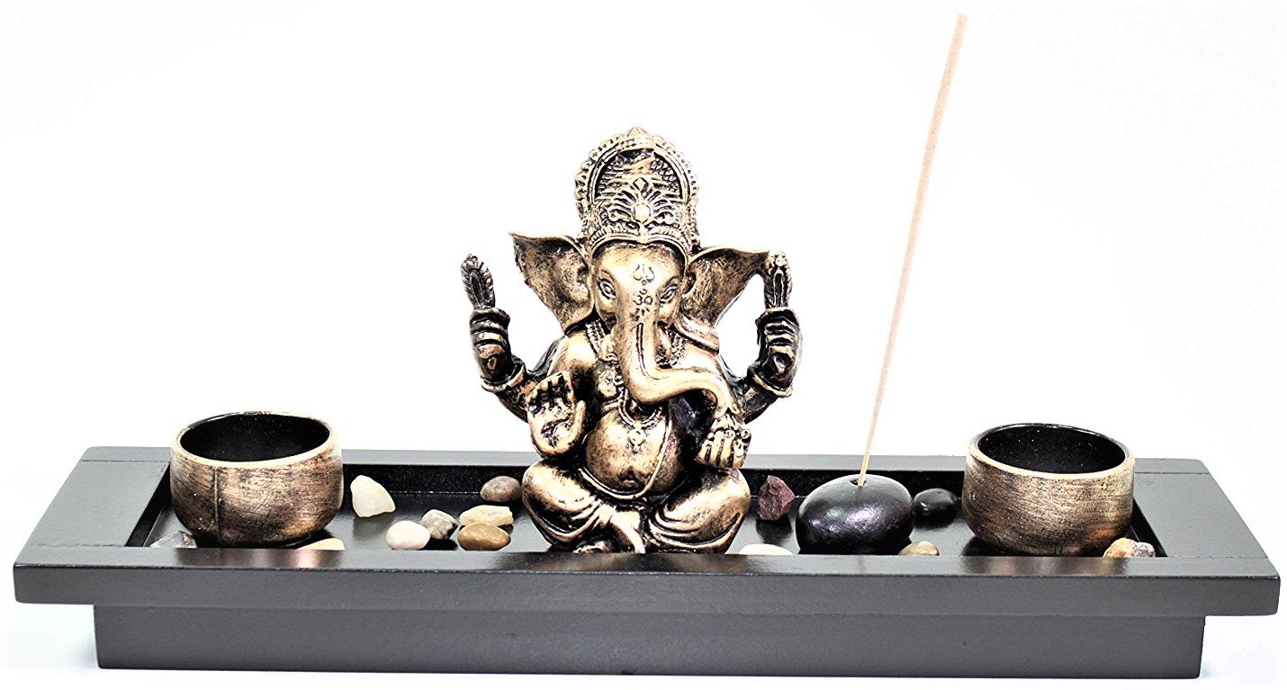 Elephant Ganesha Zen Garden Rocks Incense Burner Candle Holder Home Decor Gift