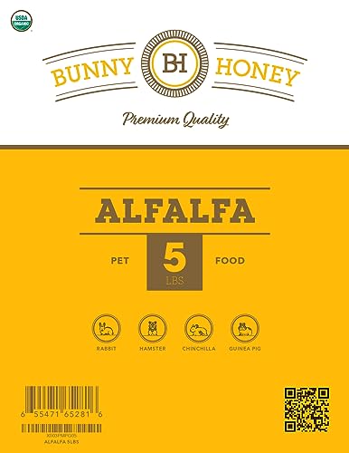Bunny Honey Bulk Fresh Alfalfa Hay 80oz USDA Organic Alfalfa Hay for Goats - Best Cut & Delivered Fresh - Promotes Healthy Digestive Function - 5 Pound