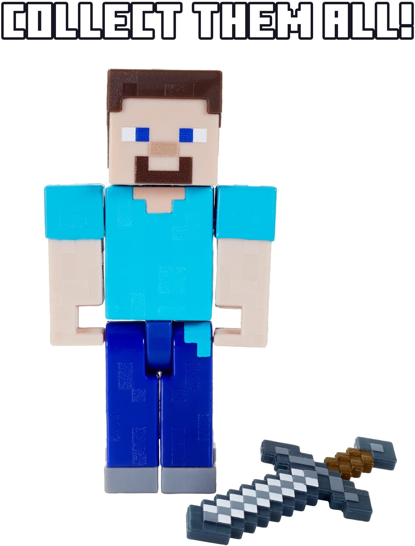 Mattel Minecraft Craft-A-Block Biome Builds Steve Figure, Authentic Pixelated Video-Game Character, Action Toy to Create, Explore and Survive, Collectible Gift for Fans Age 6 Years and Older