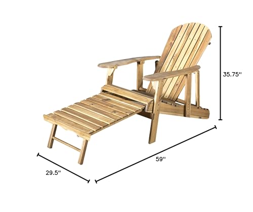 Christopher Knight Home Hayle Reclining Wood Adirondack Chair with Footrest, Natural Stained