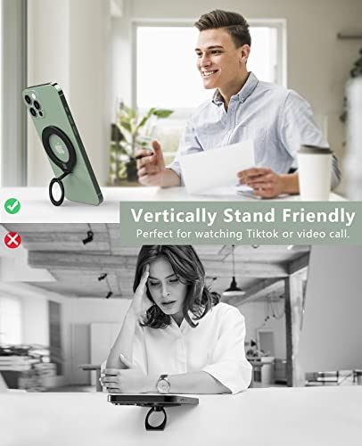 enGMOLPHY Phone Ring Holder with MagSafe, 360° Rotation Grip Finger Kickstand【Remove It to Wireless Charge】 Compatible with iPhone 14 Pro/Max/Plus, 13 12Pro/Max/Mini
