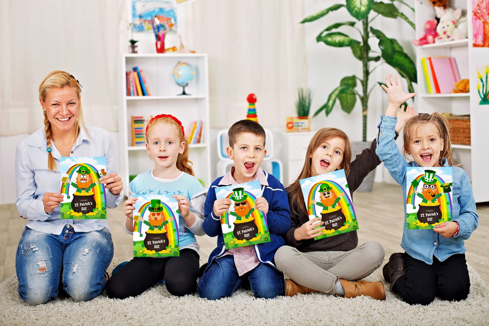 SICOHOME St. Patrick's Day Craft Sticker for Kids 12pcs Make Your Own Leprechaun Face Stickers St. Patricks' Day Party Game Activities for Kids Party Supplies Classroom Activities