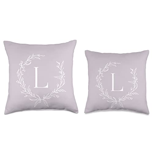 Cute Monogram Letter Design Lavender Purple Capital Letter L Monogram Initial L Throw Pillow, 16x16, Multicolor