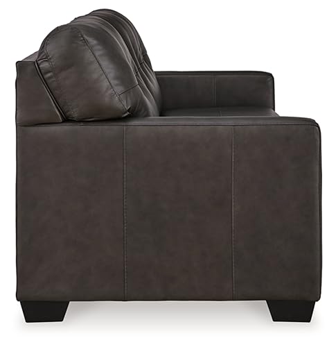 Signature Design by Ashley Belziani Modern Tufted Leather Match Sofa, Black