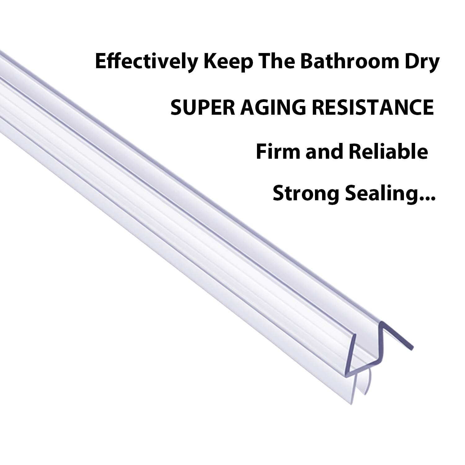 Butecare Premium Frameless Shower Door Bottom Seal Strip - Glass Door Side Seal Sweep (3/8β x 39β, Clear Vinyl)
