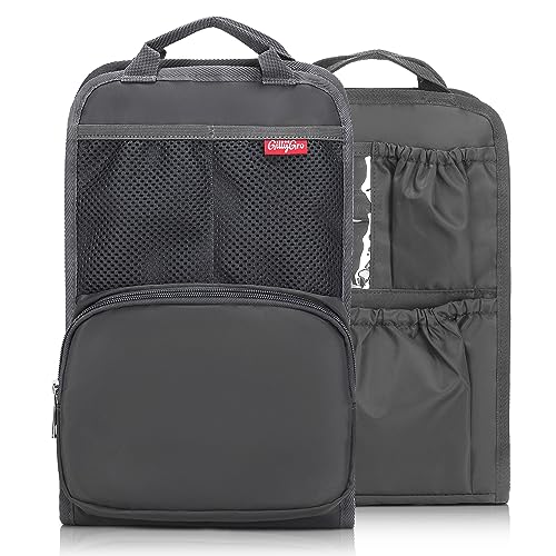 GillyGro Backpack Organizer Insert, Baby Diaper Bag Backpack Organizer, Foldable Universal Backpack Insert with Insulated Bottle Pockets, Zippered Waterproof Pouch