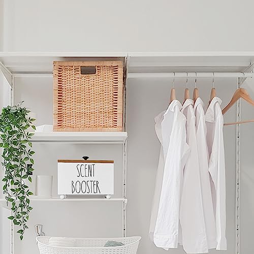 CHONIC Laundry Scent Booster Container, Farmhouse Scent Beads Storage Organization, Rustic Wood Dispenser for Clothing Fragrance Beads, Laundry Room Powder Box, Laundry Detergent Organizer Bin