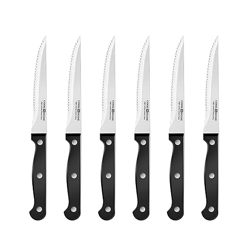 Cook N Home Kitchen Knife Set with Bamboo Storage Block 15-Piece, High Carbon Stainless Steel Blade, Black