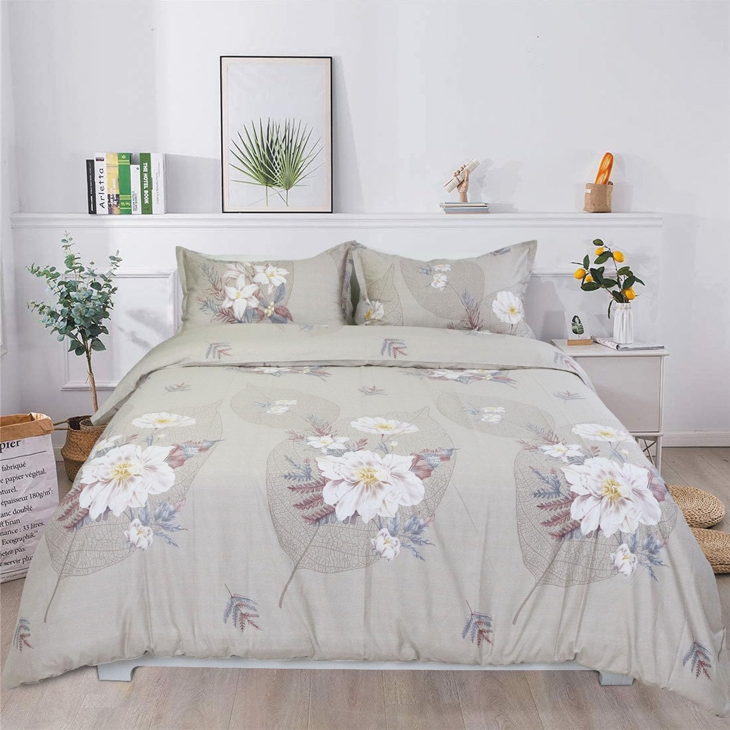 Helthep Duvet Cover Twin Size,100% Washed Cotton Duvet Cover Twin Size (68"x 90") with 2 Pillowcases(20"x 26"),4 Corner Ties,Zipper Closure.