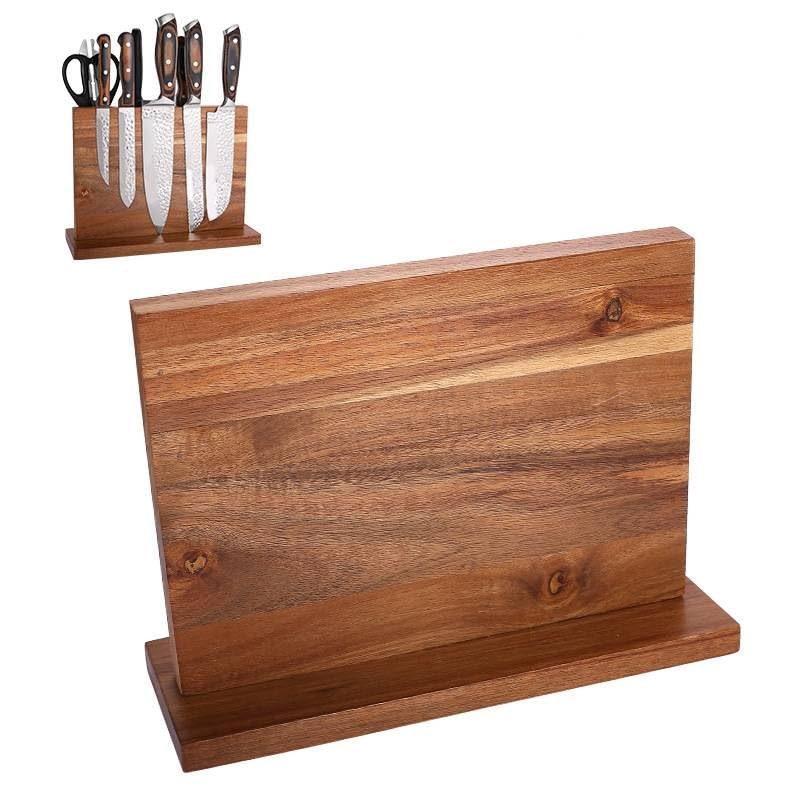 Generic Magnetic Knife Block - Premium Wooden Knife Stand with Strong Enhanced Double Sided Magnetic Knife Holder - Secure and Stylish Storage Board for Home Kitchen Counter