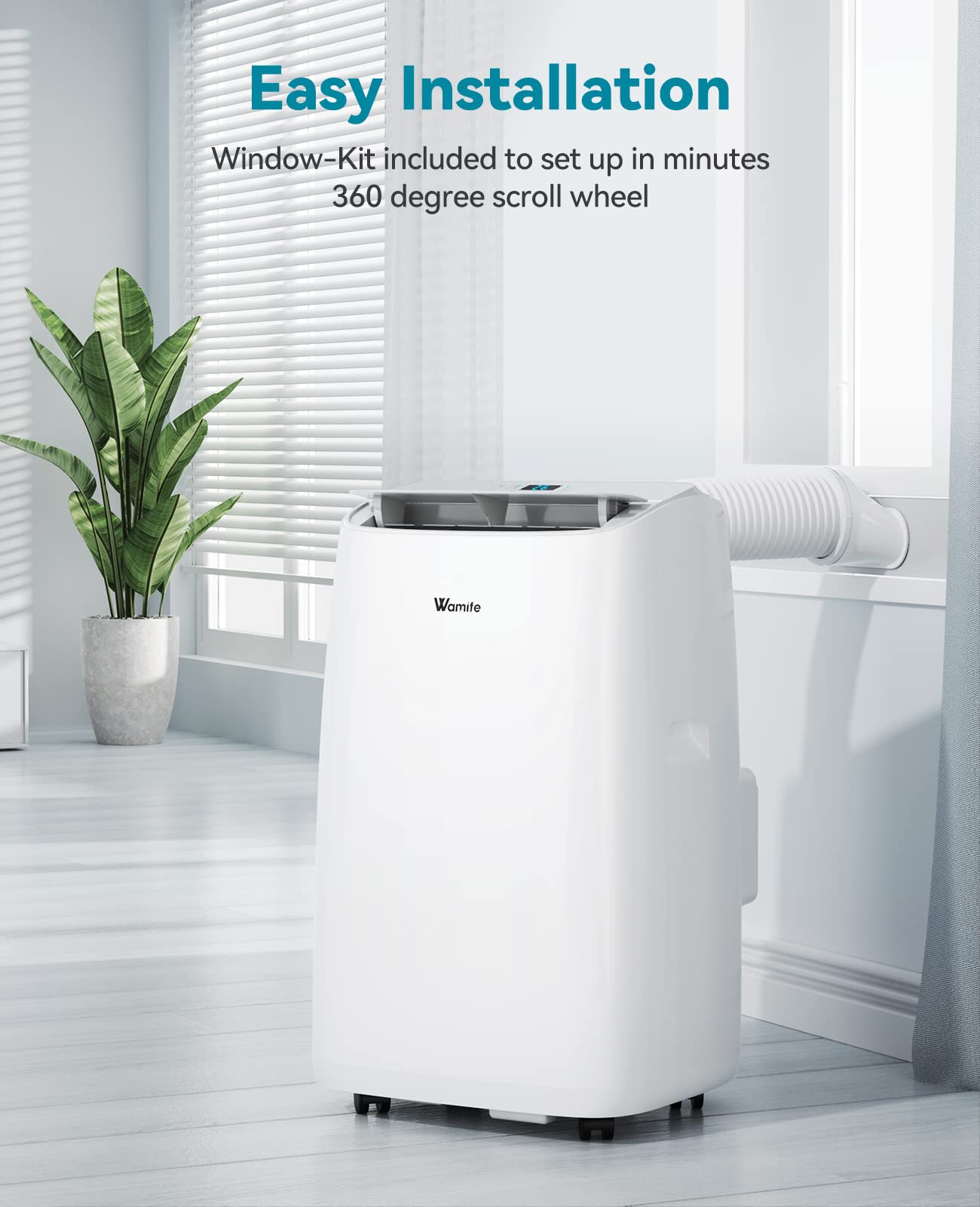 Portable Air Conditioner - Wamife 8150 BTU (DOE) | 12000 BTU (ASHRAE) Portable AC Unit, Voice Control with Alexa&Google Home, 4 IN 1 Cool/Heat/Dry/Sleep Modes, Floor Air Conditioner for 400 Sq.Ft.