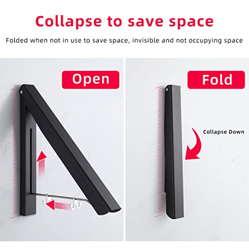 Drying Clothes Rack Wall Mounted Foldable Retractable Laundry Drying Rack Collapsible Laundry Organizer For Hanging Clothes Tripod Laundry Room Storage With 3pcs 15.7inch Rods For Balcony Bedroom Dorm