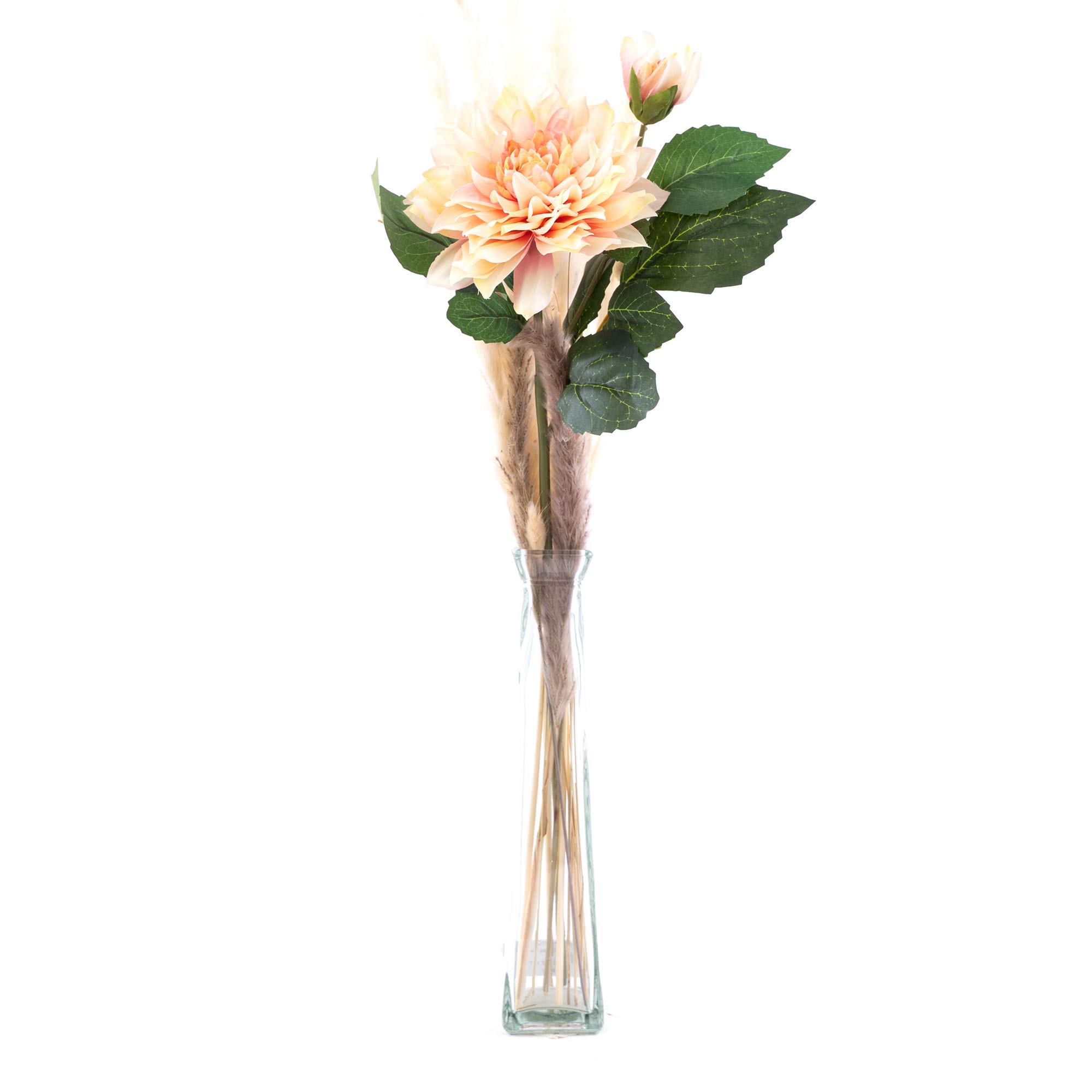 ELITE FLORAL (4 Pack 23" Artificial Dahlia Flowers Faux Dahlia Stem (Blush), Long Artificial Silk Flowers Realistic Fake Flowers for Wedding, Home Garden, Dining Table Decor, DIY