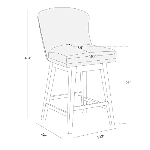 CHITA Counter Height Swivel Barstools, Upholstered Performance Fabric Bar Stools Set of 2, 26" Seat Height, Linen