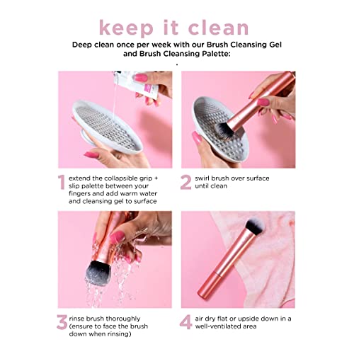 Real Techniques Instapop Cheek Makeup Brush, Face Brush For Blush, Bronzer, & Highlighter, Makeup Brush For Loose Or Pressed Powder, Cruelty Free, Synthetic Bristles, Vegan, 1 Count