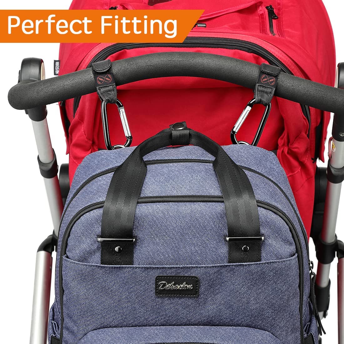 Dikaslon Diaper Bag Backpack, Stroller Hooks, Large Unisex Baby Bags with Changing Pad, Pacifier Case and Universal Stroller Clips for Mom Dad