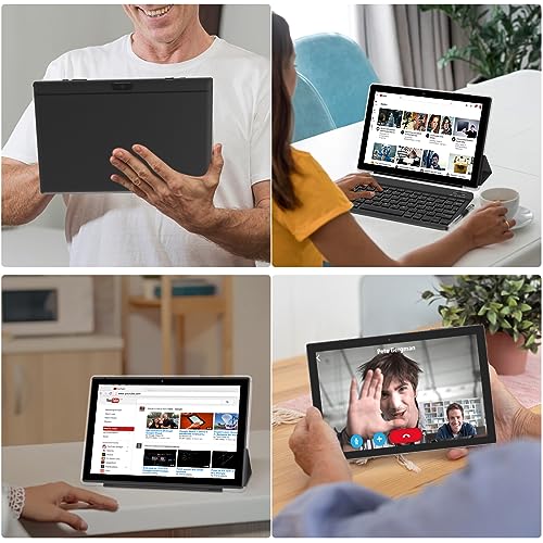 BYANDBY Android 13 Tablet 10 Inch,2 in 1 Tablet with Keyboard 12GB+128GB+512GB Expandable 5G WiFi 6,IPS Touch, Dual Camera Computer Tablets with Case (Black)