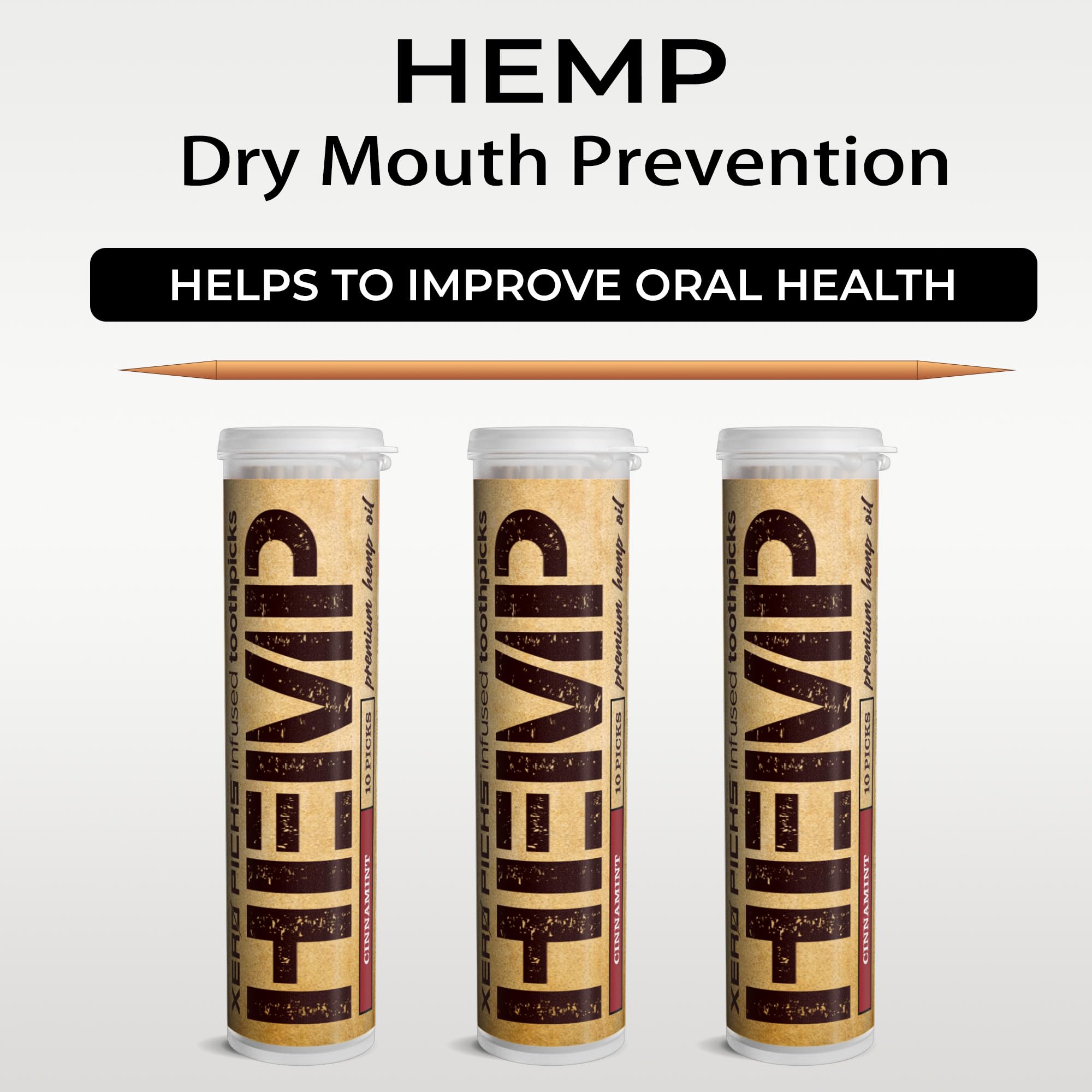 Xero Picks Infused Toothpicks with Hemp Extract (30 Picks) (Cinnamint) - 3 Pack