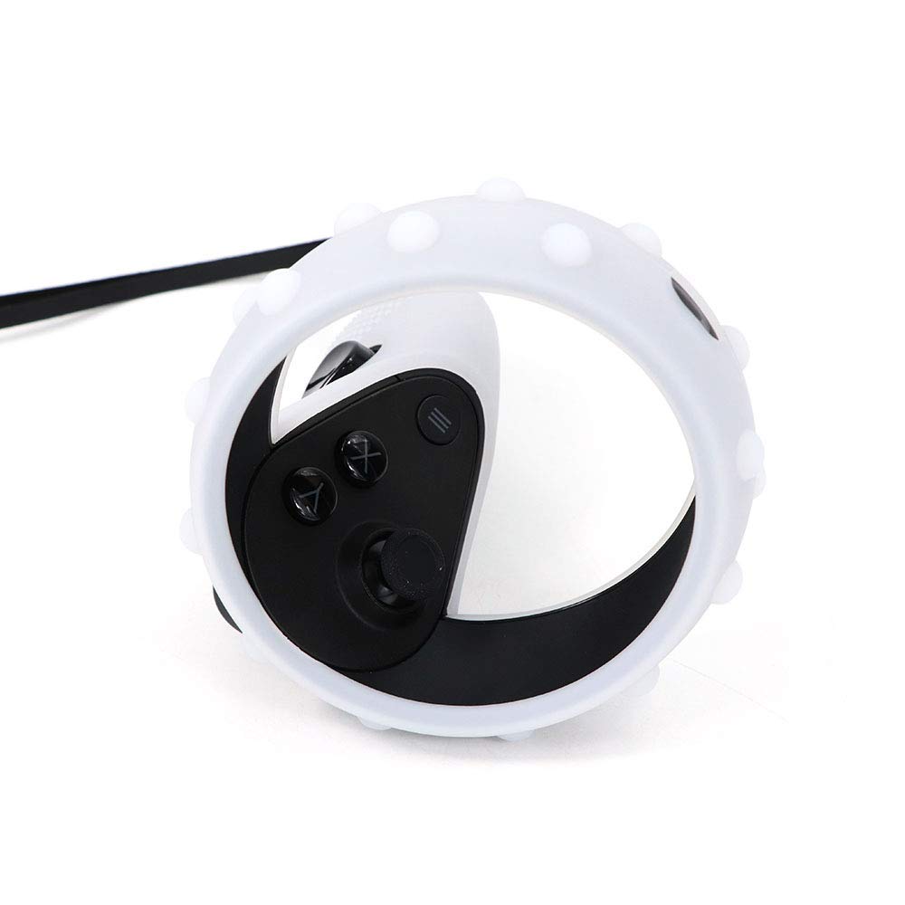 HissKong 1 Pair Controller Protective Case Waterproof and Non-Slip Silicone Cover for Oculus Quest and Oculus Rift S VR Controller Handle - White