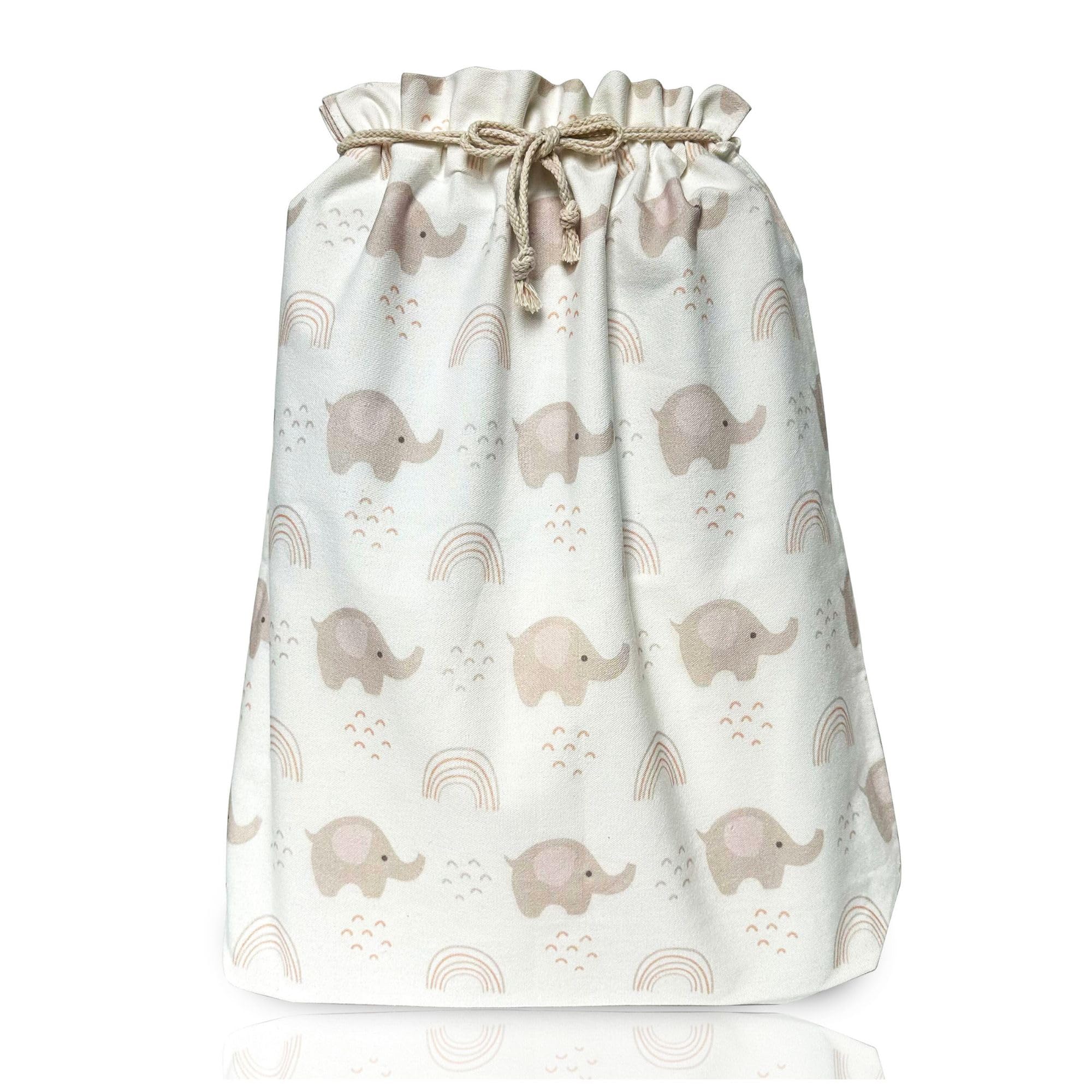 Gather & Knot Drawstring Gift Bags | Premium Canvas | 22" Extra Large | Reusable Fabric Wrap for Girls Baby Shower or Birthday | XL Elephant Pink Flat Bottom