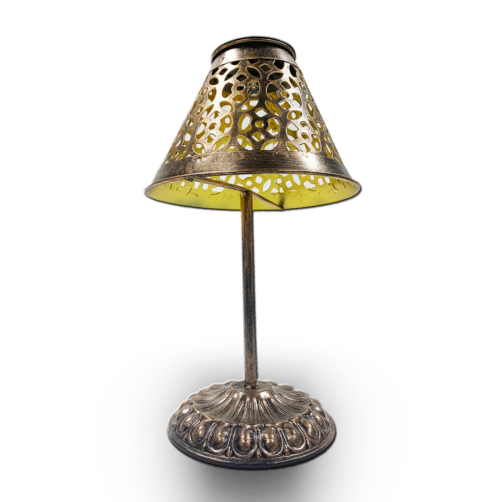 FLJZCZM Solar Lanterns Lights Outdoor Lantern Hanging Garden Metal Bronze Retro Light Battery Table Lamp Decorative Yard Camping Waterproof (Antique Bronze)