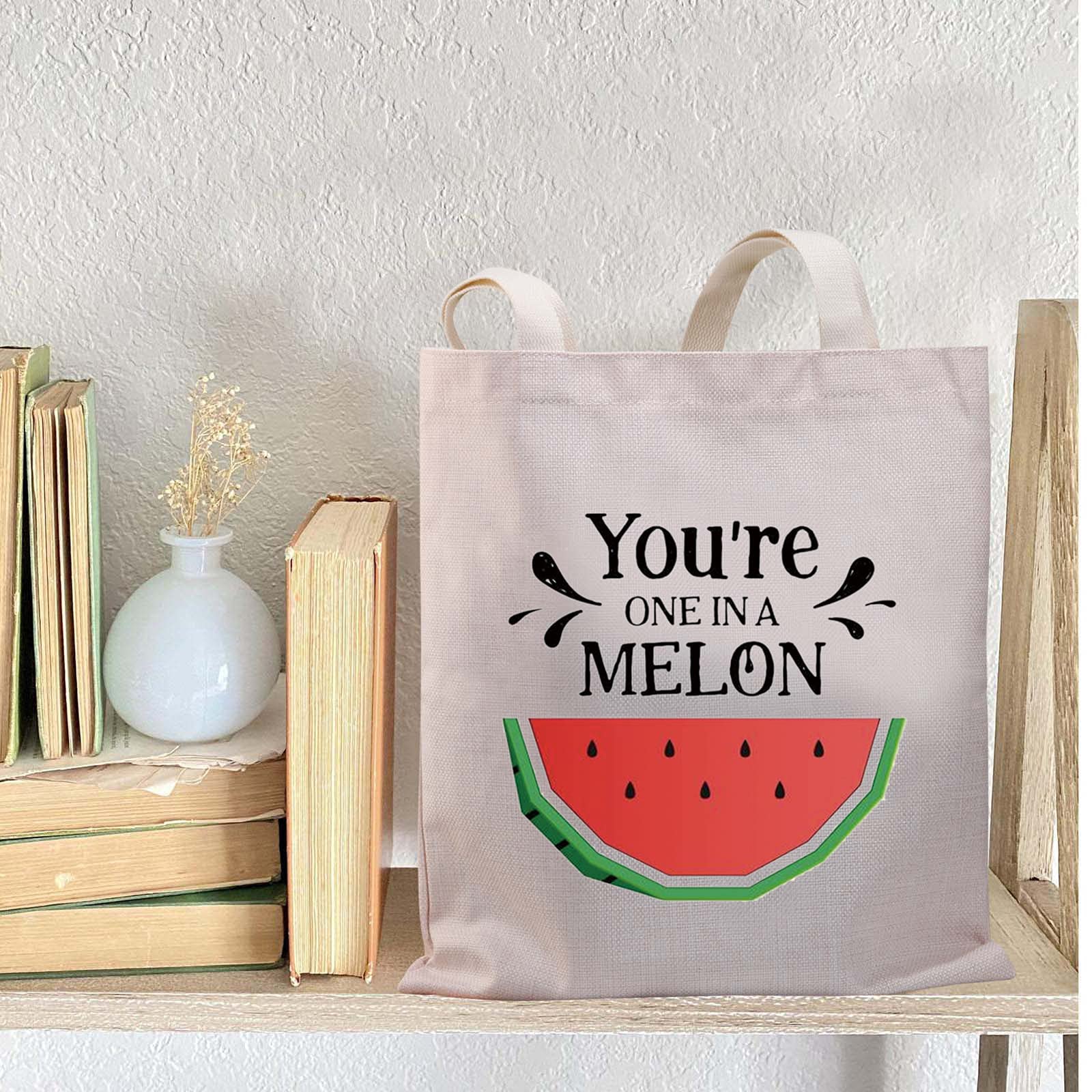 BDPWSS Watermelon Party Tote Bag You're One In a Melon Gift Food Pun Reusable Grocery Bag (One in melon TG 2)