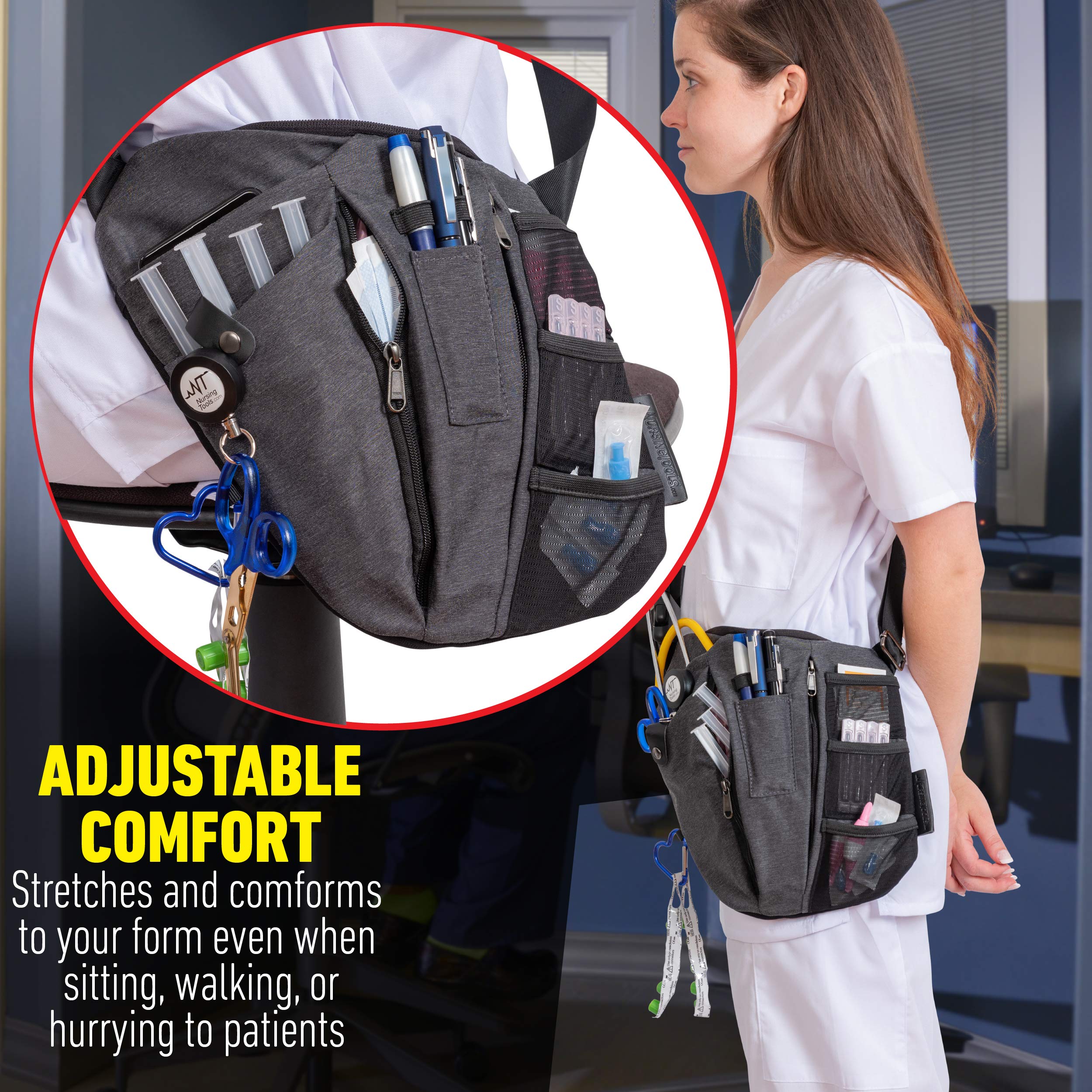 Crossbody Fanny Pack with Holder for Stethoscope, Tape, & Bandage Scissors - Storage for Emergency Supplies - Organizer Bag for Nurses, Student & Medical Professionals