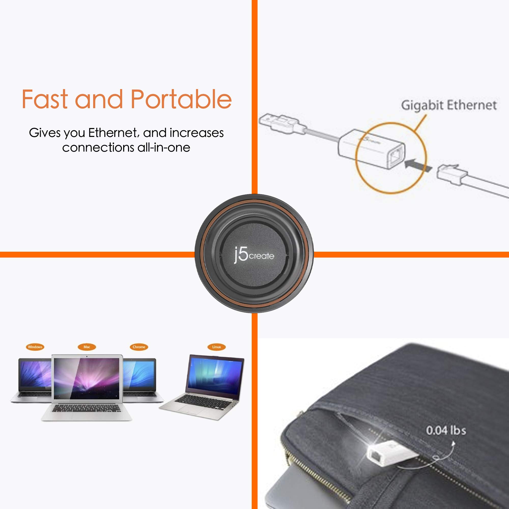 j5create USB Type A 2.0 Ethernet Adapter, Compatible for Windows 11/10 / 8.1/7 and Chrome OS