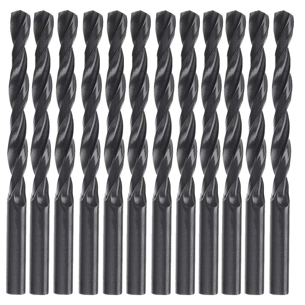 OXTUL 12PCS,1/8" Inch HSS General Purpose Heavy Duty Jobber Twist Drill Bits,Black Oxide,Ideal for Drilling on mild Steel, Copper, Aluminum, Zinc Alloy etc.