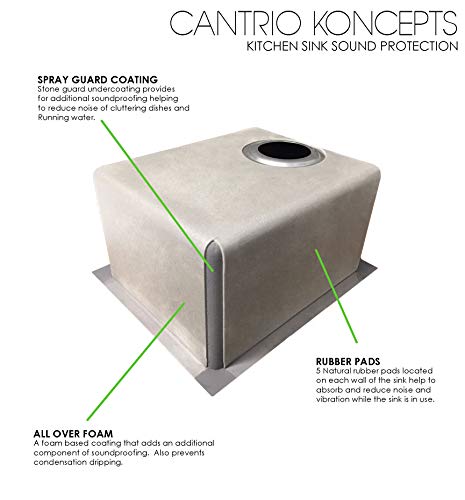 Cantrio KSS-2020 Stainless Steel Undermount Kitchen Sink, 20.5 x 20-Inch