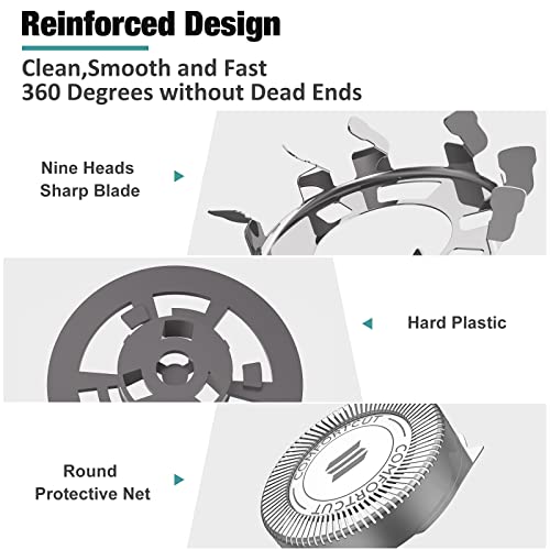 Centtechi Replacement Shaver Heads for Philips Aquatouch, 6Pcs Shaver Replacement Heads for Men Compatible with Series 1000, 2000, 3000, 5000, 6000 and Model AT8xx/AT7xx/PT8xx/PT7xx with Pointed Blade