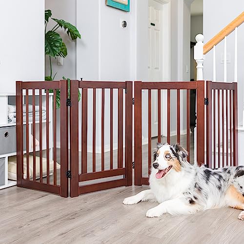 Primetime Petz 360 Configurable Dog Gate with Door โ Indoor Freestanding Walk Through Wood Pet Gate,Walnut