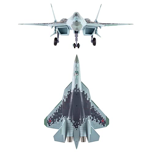 Busyflies Fighter Jet Model 1:100 Scale SU-57 Diecast Model Planes Attack Falcon Fighter Model Planes Painted Diecast Military Airplane Model for Collection and Gift