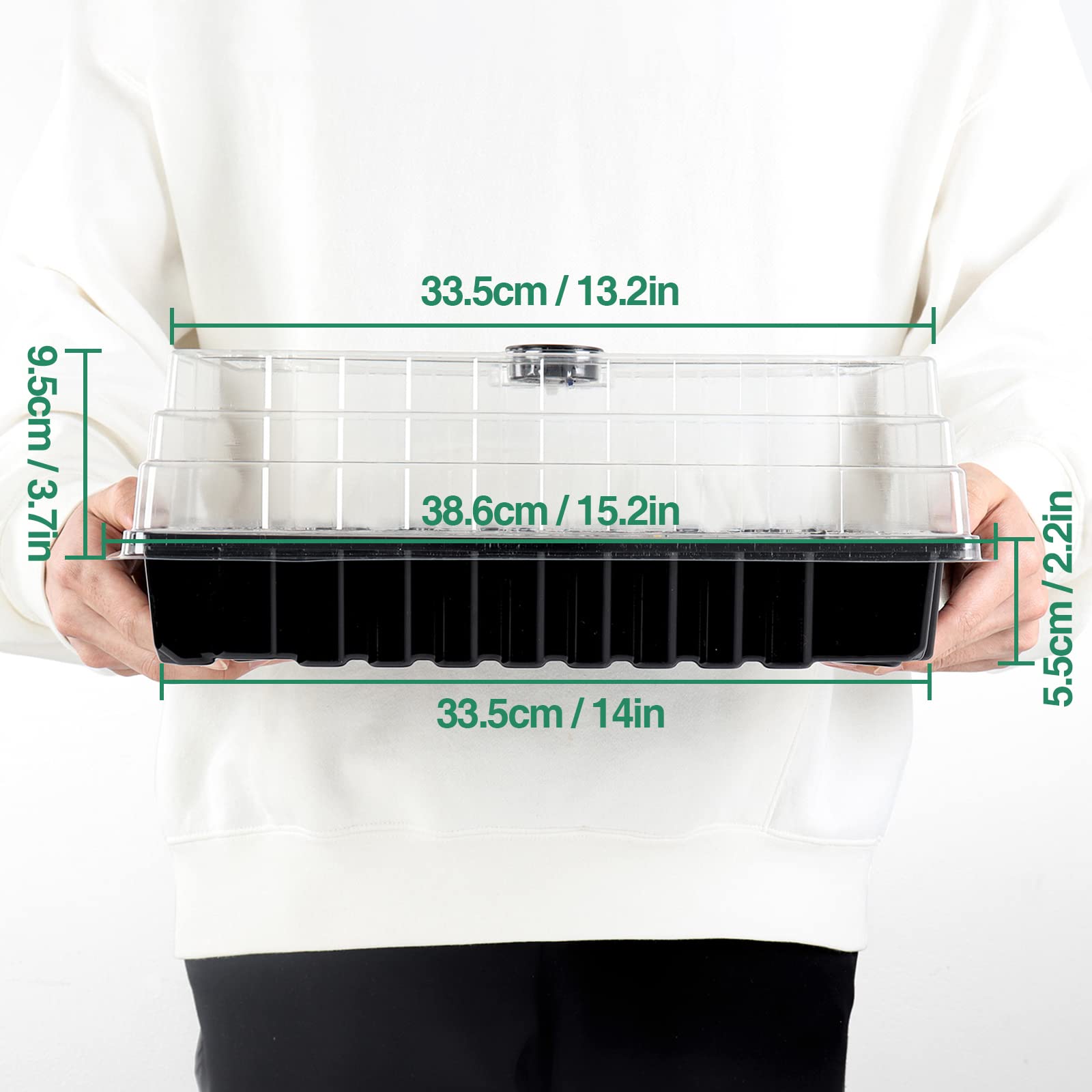 Bonviee 3 Packs Seed Starter Tray with Hygrometer Thermometer, 40-Cell Seed Starter Kit with Clear and Elevated Humidity Dome, Greenhouse Kit Indoor for Cloning, Propagation, Sprouting and Germination