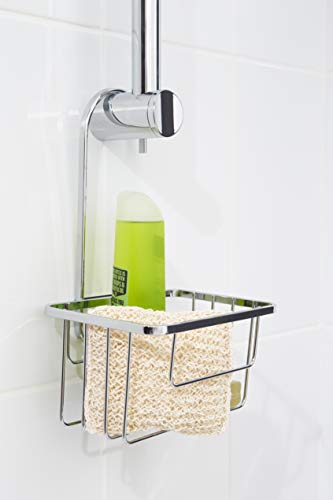 Croydex QM260441 Shower Riser Rail Hook Over Caddy, Silver by