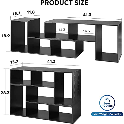 DEVAISE Flat Screen TV Stand for 65 75 inch TV, Modern Entertainment Center with Storage Shelves, Media Console Bookshelf for Living Room, Black…