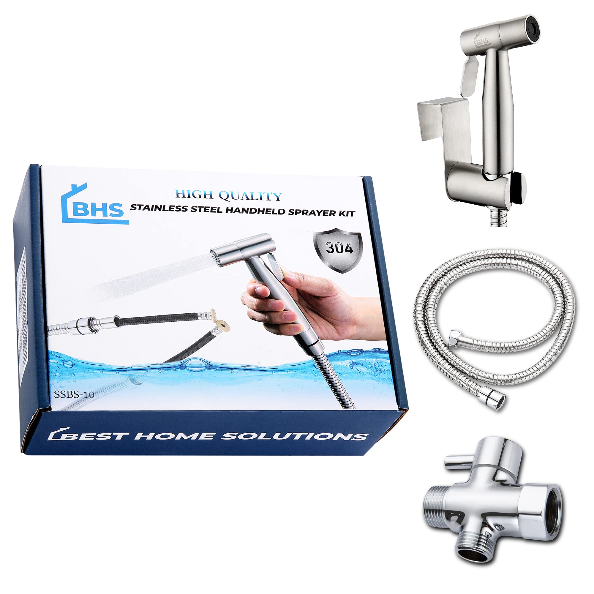 BHS I Bidet Sprayer for Toilet by Premium Stainless-Steel, Badette Toilet Attachment for Baby Wash, Luxury Handheld Bidet Easy to Install I Muslim shower Give Refreshment