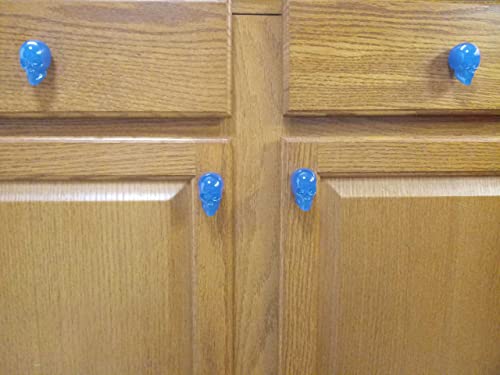 Blue Skull Cabinet Knobs/Drawer Knobs (Black Light Activated) (Set of 2)