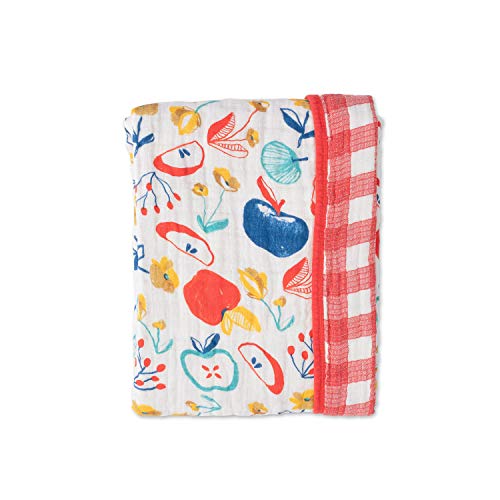 Red Rover Kids Cotton Muslin Quilt – 44” x 44”- 100% Cotton – Machine Washable – Softer with Every Wash – Playful Designs - Lightweight, Breathable Layers – Unisex (Apple Slice)