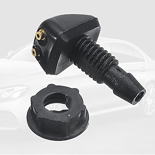 Dewkou Pack-2 Car Front Windshield Washer Nozzles, Car Double-hole Wiper Washer Nozzle Kit, Fits for Most Cars Chrysler BMW Buick Chevrolet Dodge Sprayer Replacement Parts (Black)