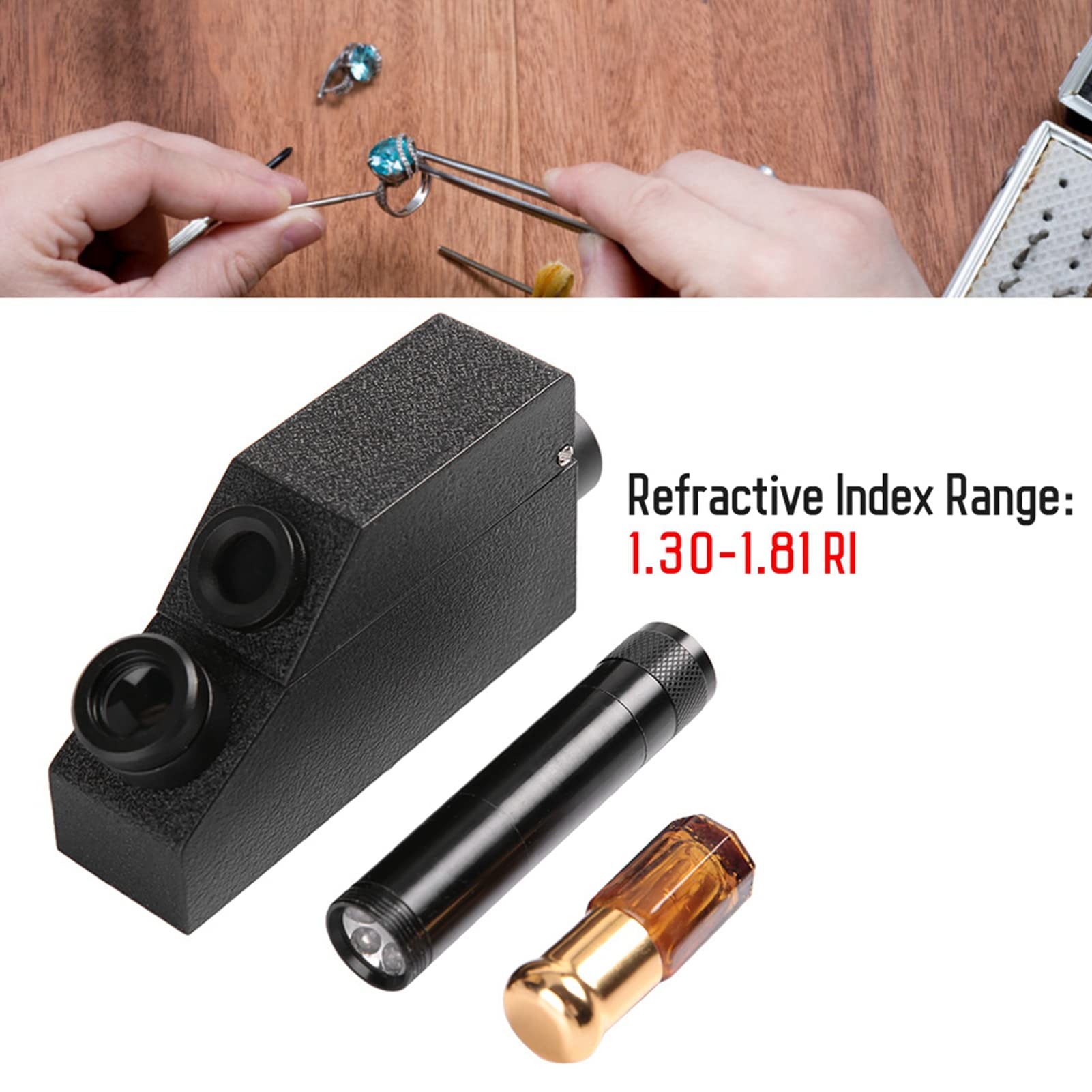 Redxiao 【???????????????????? ???????????????????????? ???????????????????????? ????????????????????】 Jewelry Refractometer, RHG181 1.30-1.81 Professional Portable Gemological