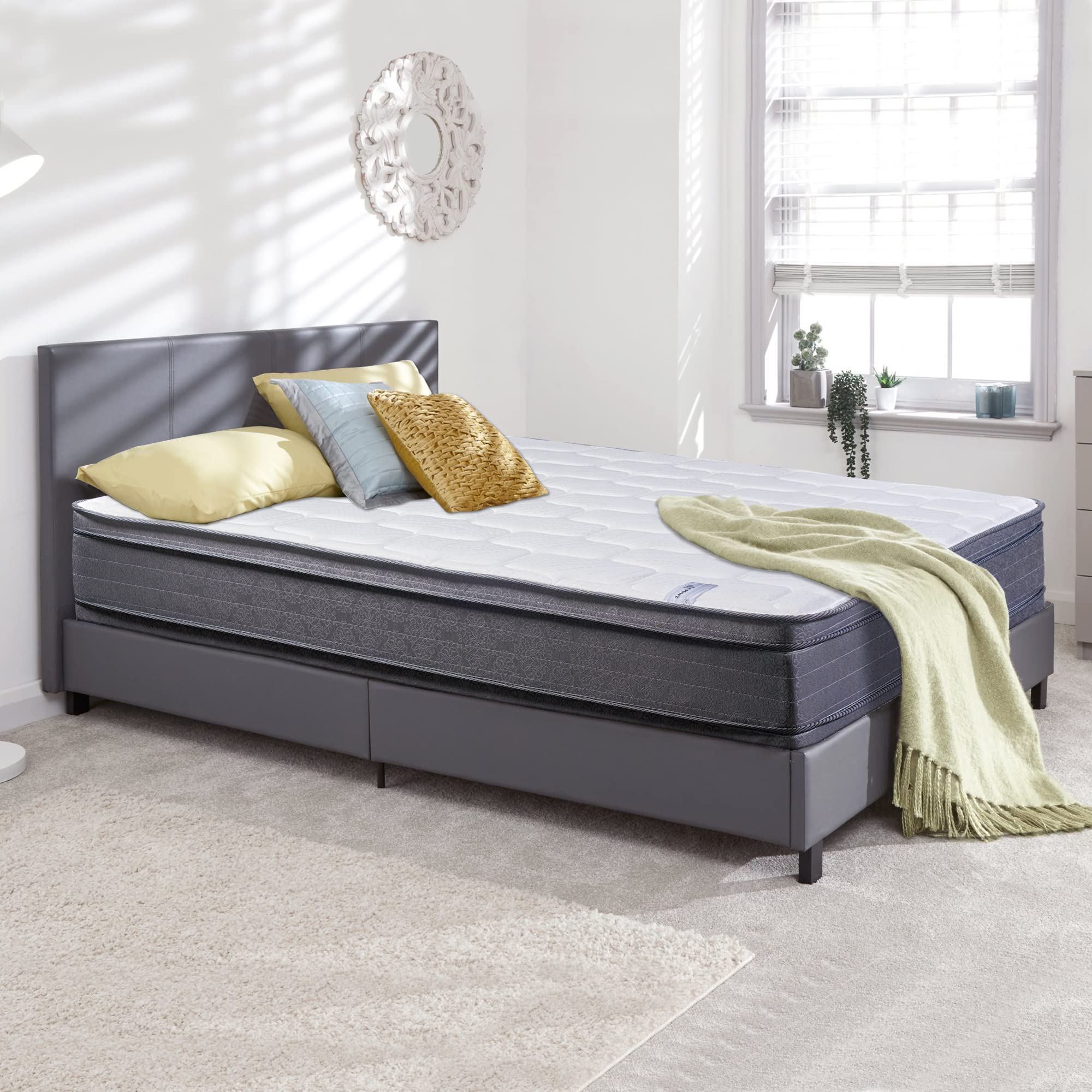 Continental Sleep 13-Inch Firm Euro Top Double Sided Foam Encased Innerspring Mattress, Full XL, Black