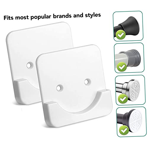 DOITOOL 6pcs Bracket Holder Heavy Duty Shower Curtain Tension Curtain Rods Circle Hooks Adhesive Curtain Rod Holder Wall- Mounted Shower Rods Holder Shower Curtain Tension Holder Fixture