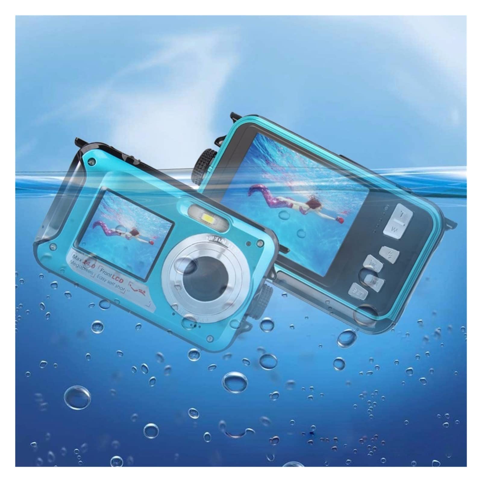 Camera Aparat Cyfrowy Ekran Aparat Cyfrowy Selfie Wideorejestrator Do Podwodne Nagrywanie DV Digital Camera (Color : Blue)