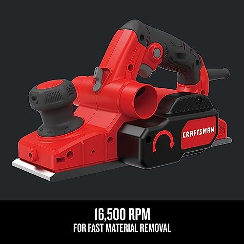CRAFTSMAN Wood Planer, Hand Planer with Blades, Wrench and Edge Guide, 5/64-inch, 16,500 RPM, 6 Amp, Corded (CMEW300)