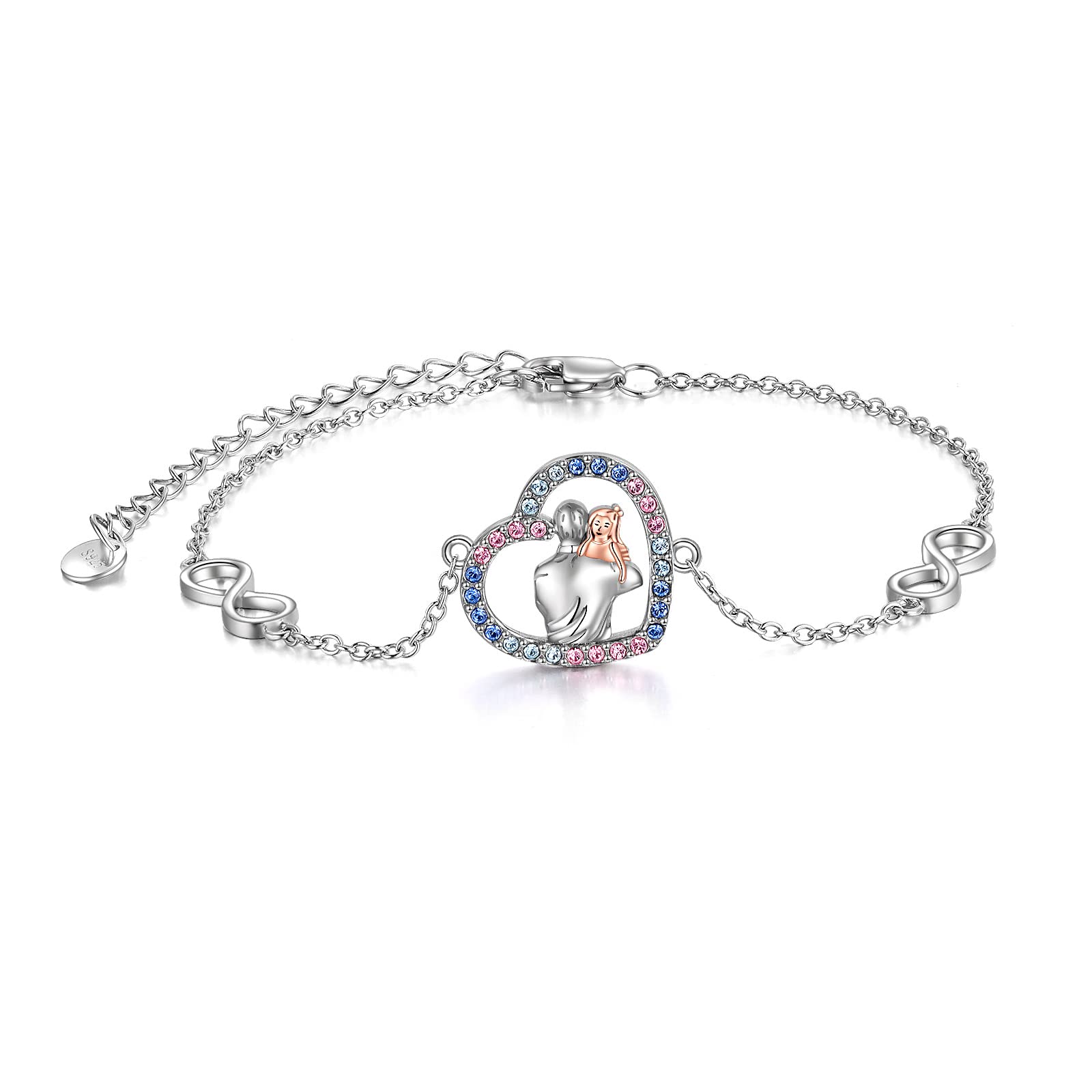 AOBOCO Daughters Bracelet Christams Gifts from Dad Sterling Silver Father Daughter Jewelry