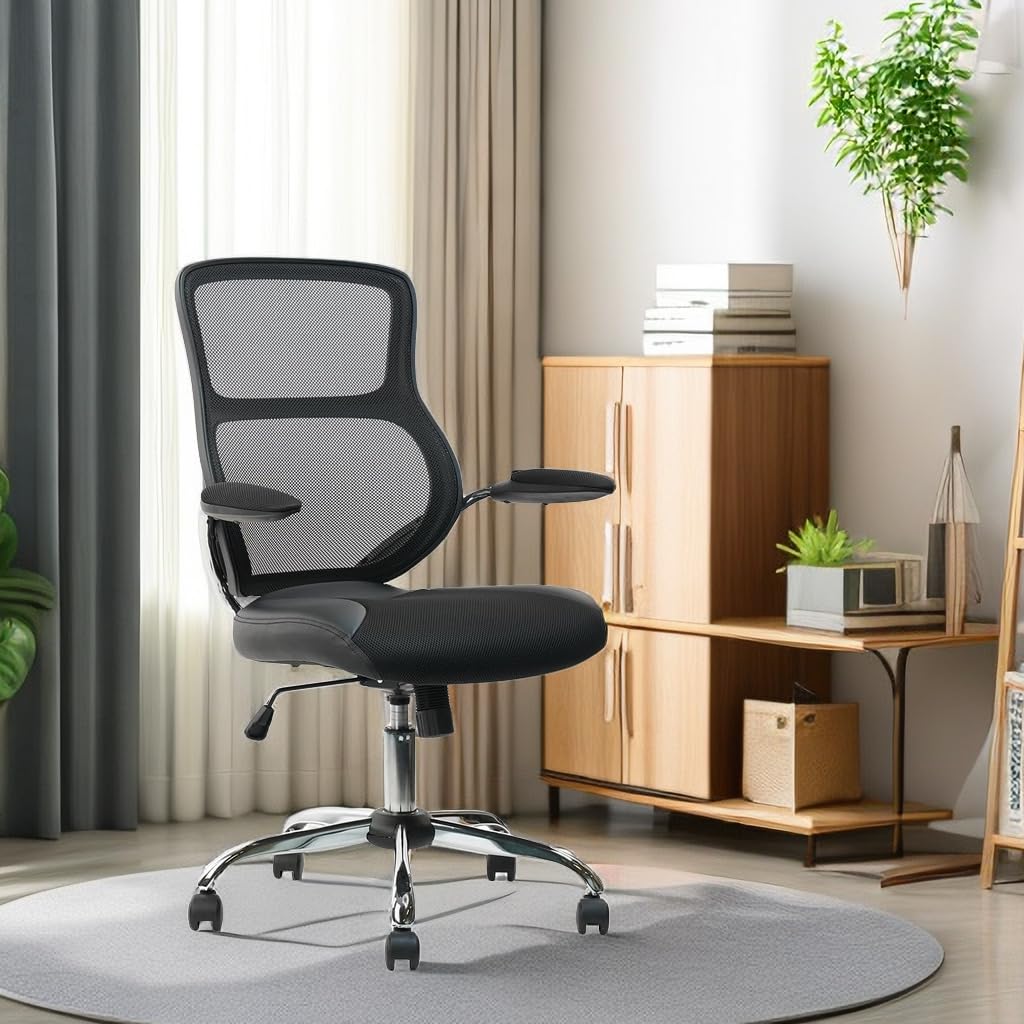 CLATINA Office Computer Desk Chair,Ergonomic High Back Mesh Rolling Work Swivel Task Chairs with Wheels and Arms for Home Bedroom Study Dorm Student Adults (Black) Set of 4